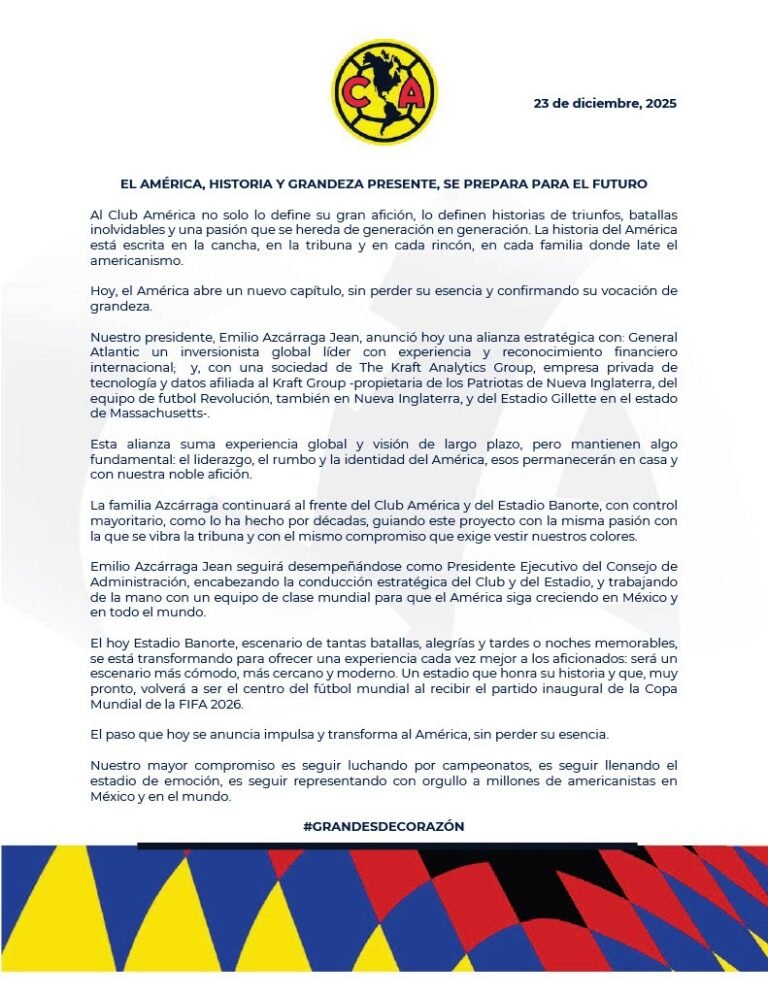 Club América inicia nueva era con inversión internacional de General ...